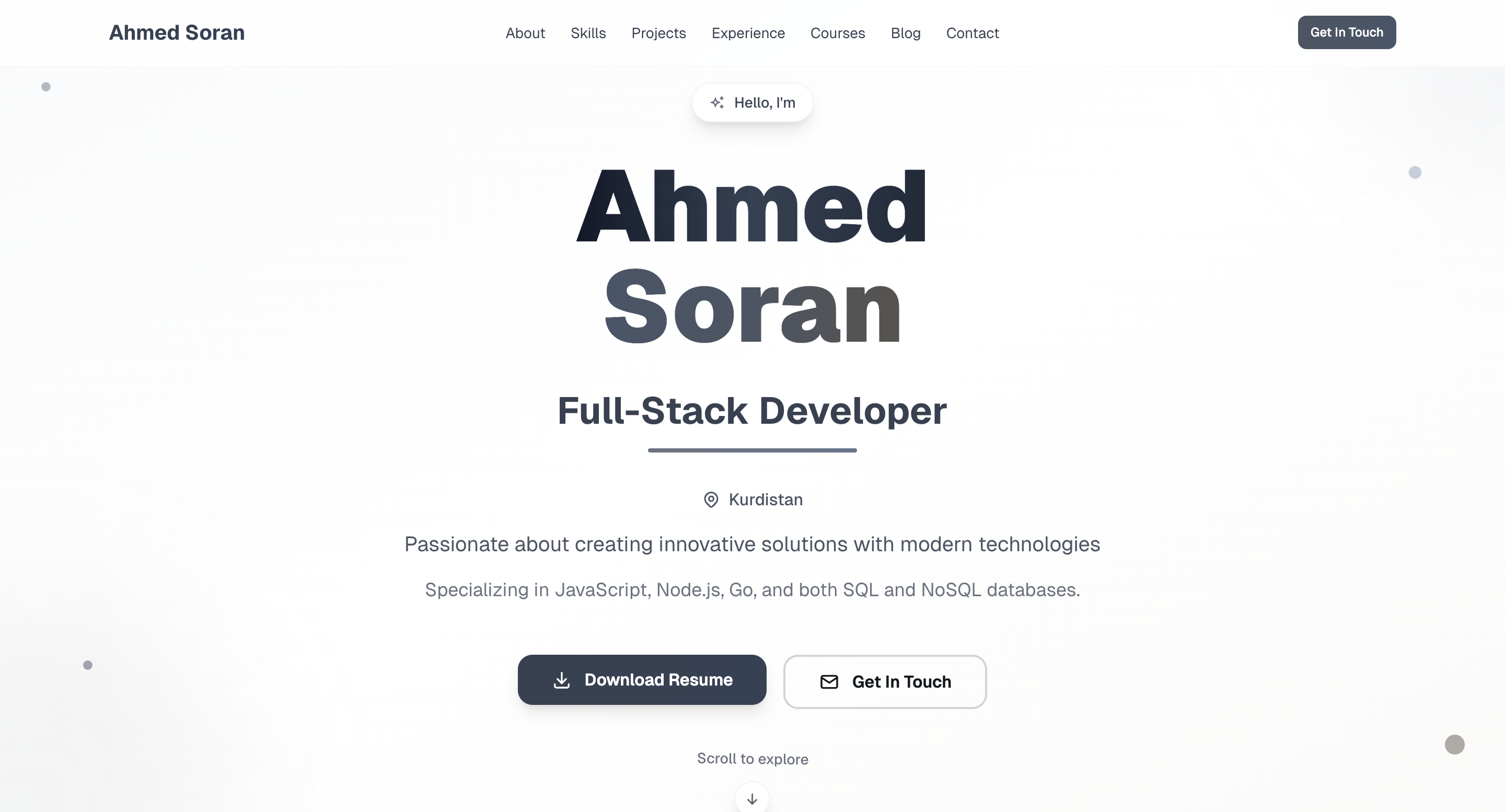Ahmed Soran - Full-Stack Developer | JavaScript, Node.js, Go Expert